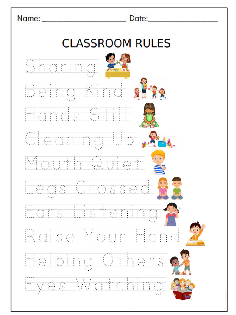 Classroom Rules Tracing | PDF