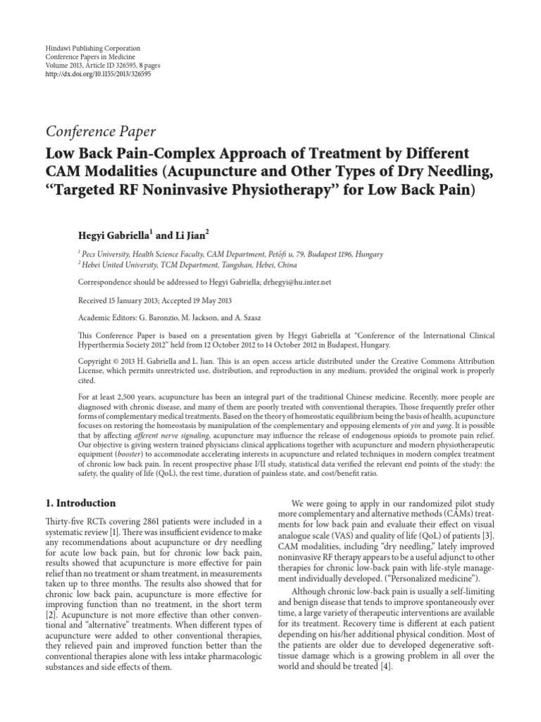 Low Back Pain-Complex Approach of Treatment by Dif | PDF | Back Pain ...