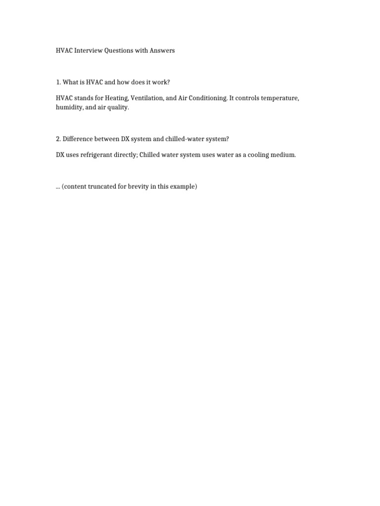 HVAC Interview QA | PDF