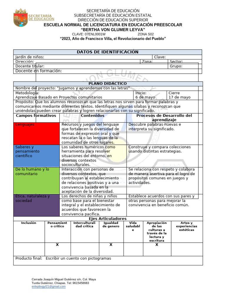Proyecto Comunitario Jugamos y Aprendemos Con Las Letras | PDF ...