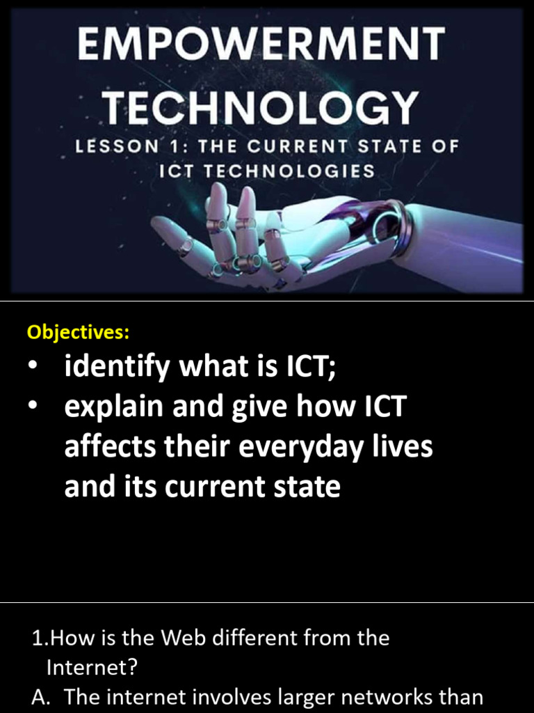 Lesson 1 ICT and Its Current State | PDF | World Wide Web | Internet & Web