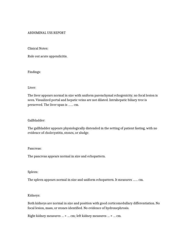Abdominal USS Report | PDF