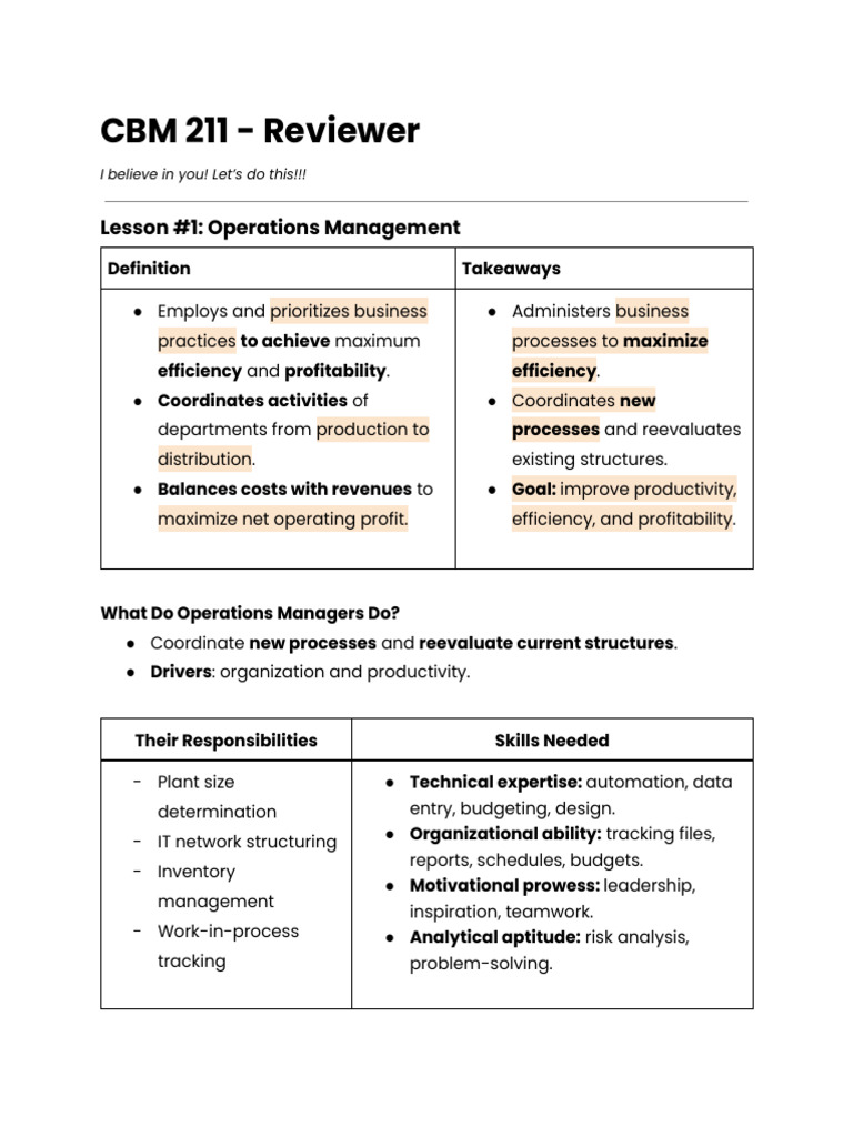 CBM 211 - Reviewer | PDF | Forecasting | Performance Indicator