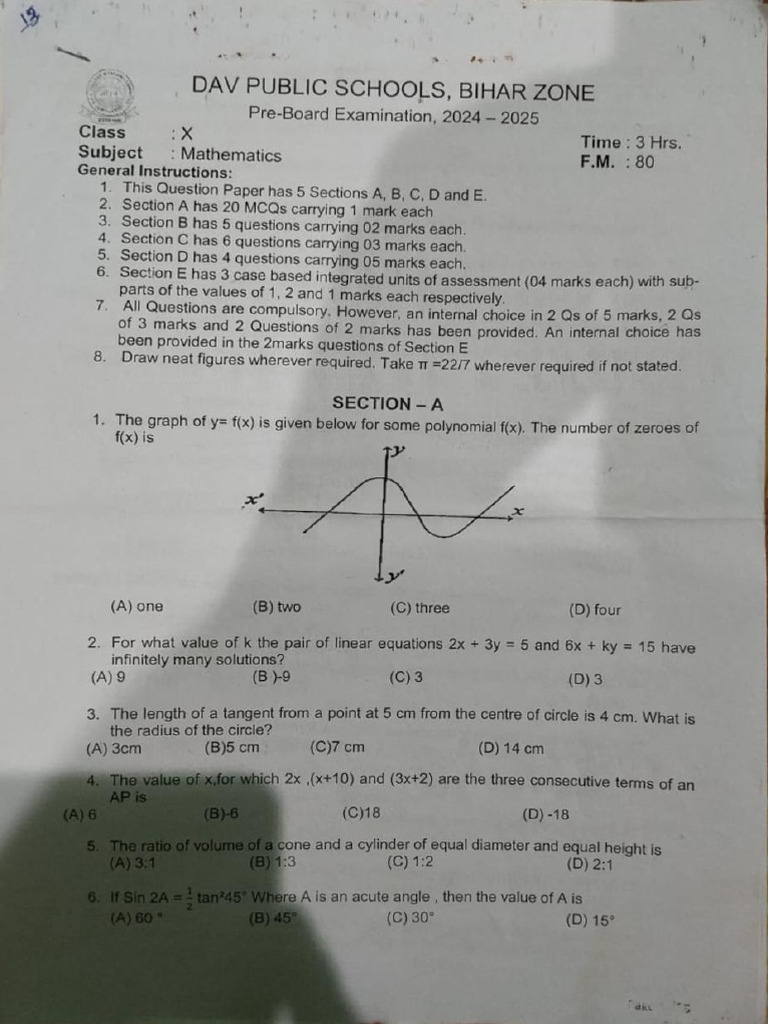 Question Paper 2024 | PDF | Circle | Area