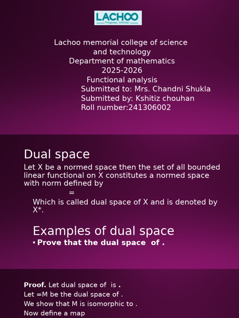 Understanding Dual Spaces in Functional Analysis | PDF