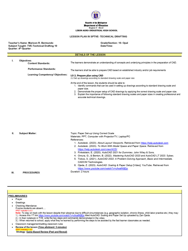4a's LP FOR CO1 4th Quarter TD10 | PDF | Technical Drawing | Page Layout