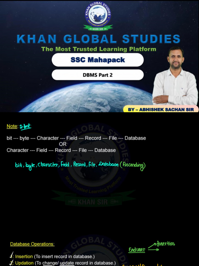 241 Computer by Abhishek Sachan Sir Lecture 18 DBMS Part 2 | PDF