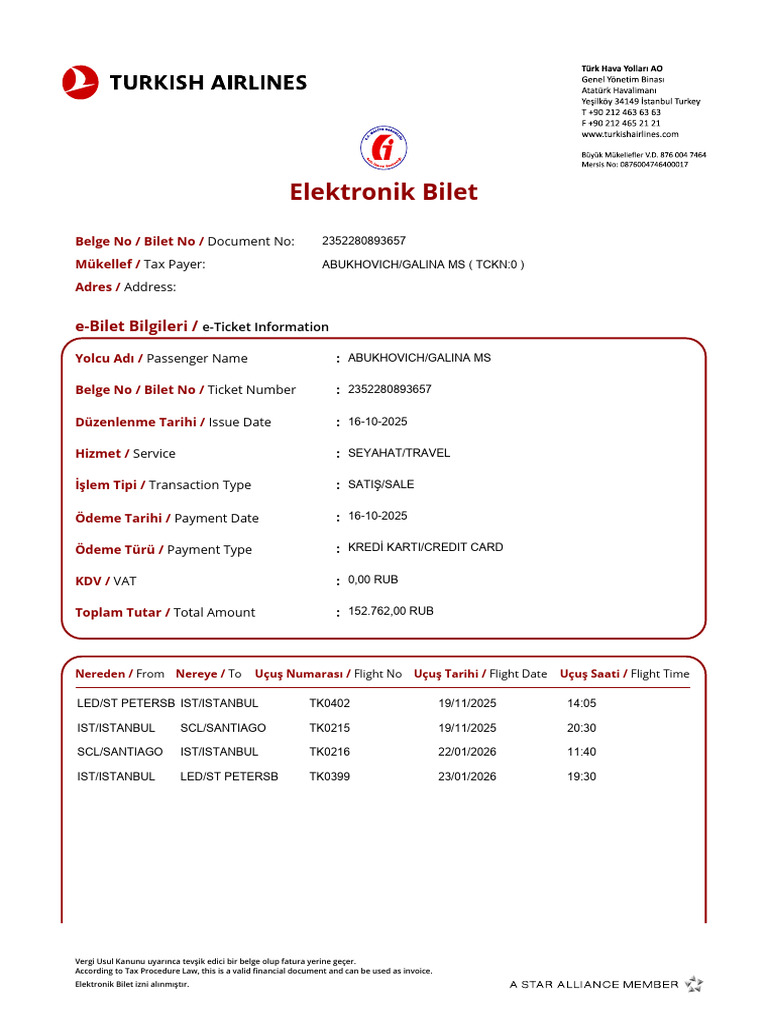 THY E Ticket | PDF