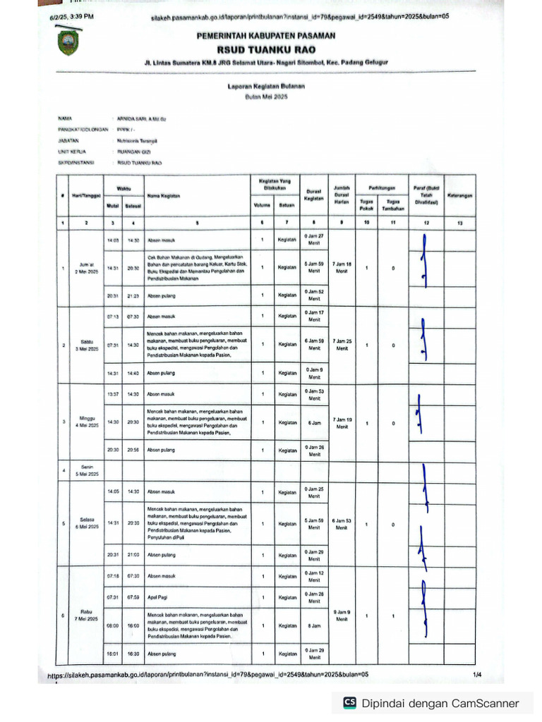 Silakeh Arnida Sari, A.md. GZ Bulan Mei 2025 | PDF