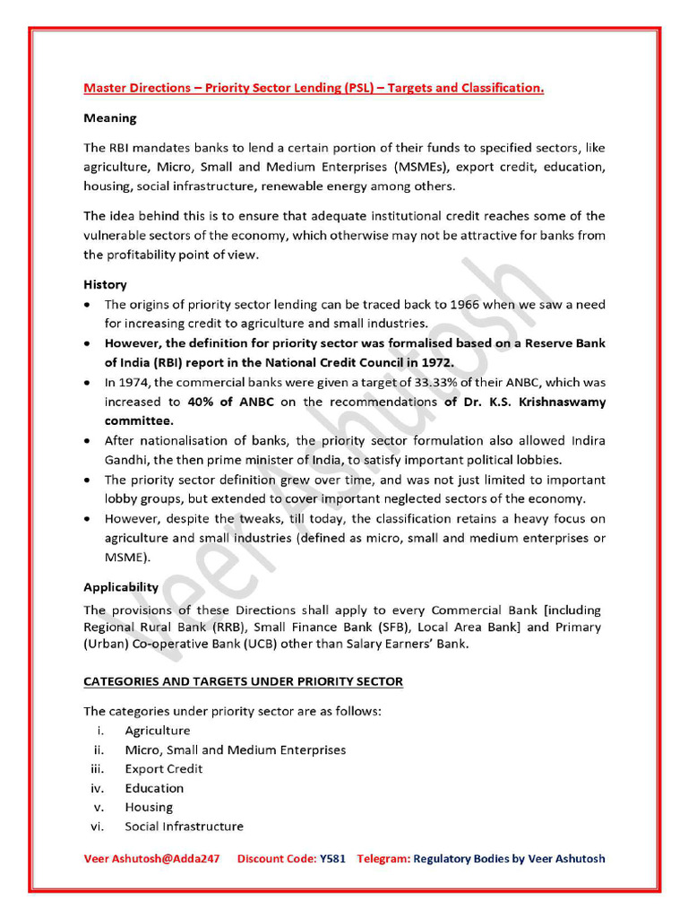 Chapter 04 (Priority Sector Lending) | PDF