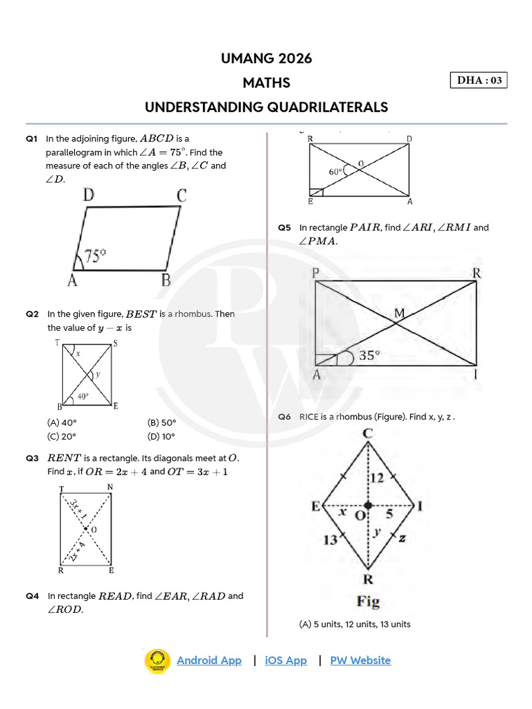Understanding Quadrilaterals: Angles & Properties | PDF | Rectangle | Angle