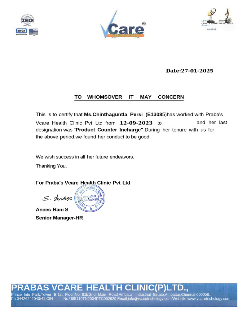 Experience Letter | PDF