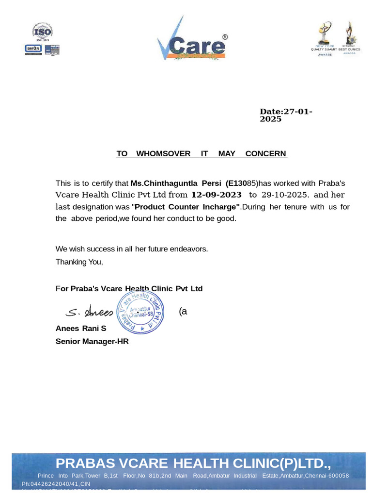 Experience Letter (OCR) | PDF