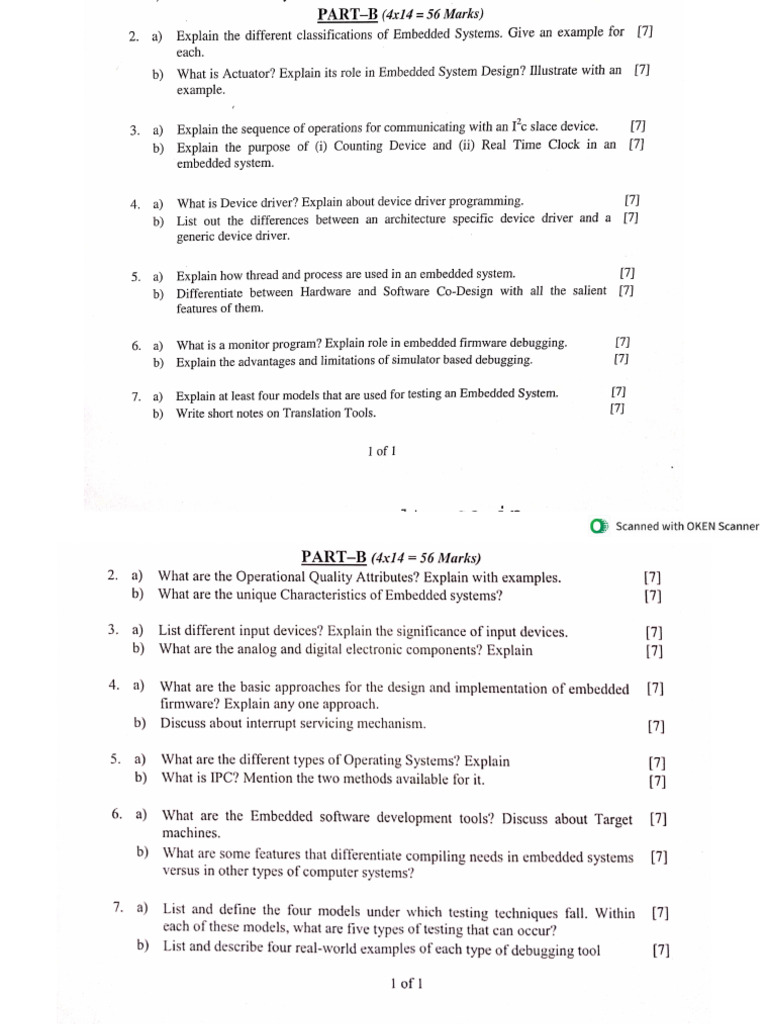 Embedded Systems Model Papers | PDF
