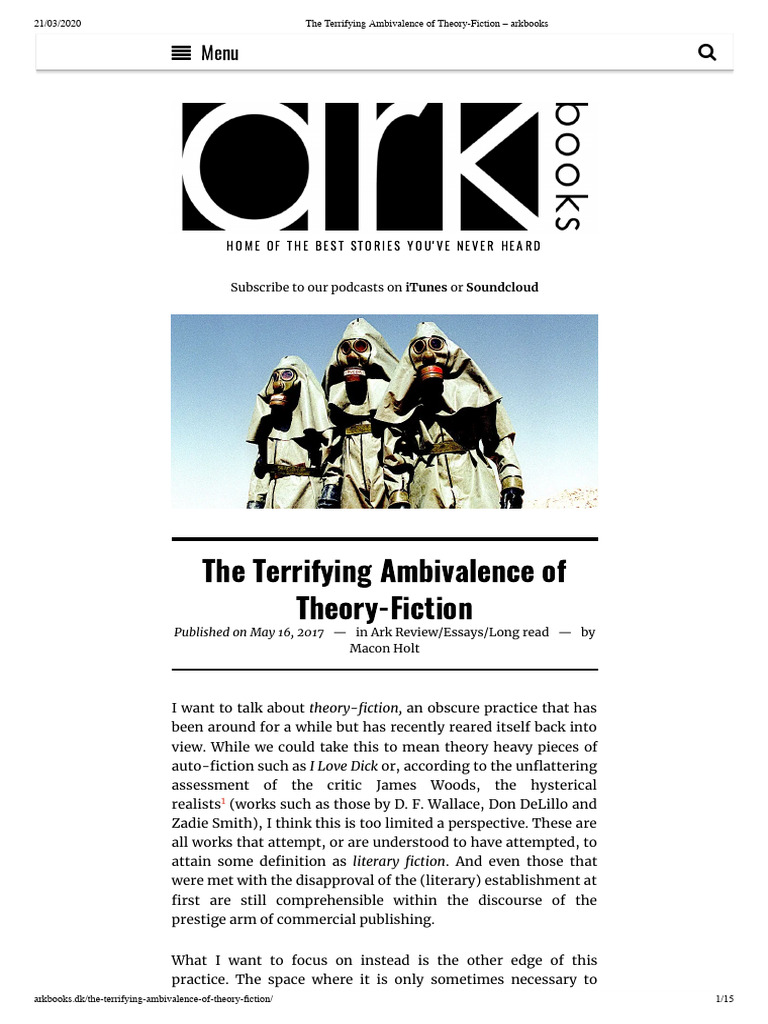 The Terrifying Ambivalence of Theory-Fiction - Arkbooks 2 | PDF ...