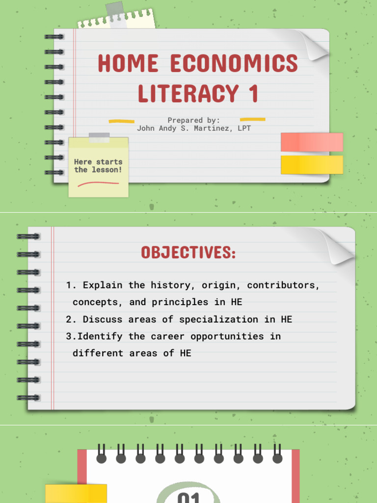 Lesson 1 Home Economics Literacy 1 | PDF | Home Economics