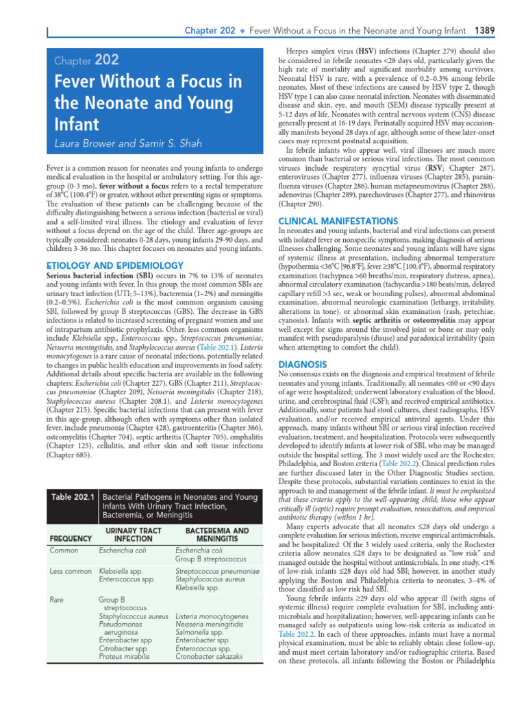 Chapter 202 Fever Without A Focus in The Neonate and Young Infant | PDF ...