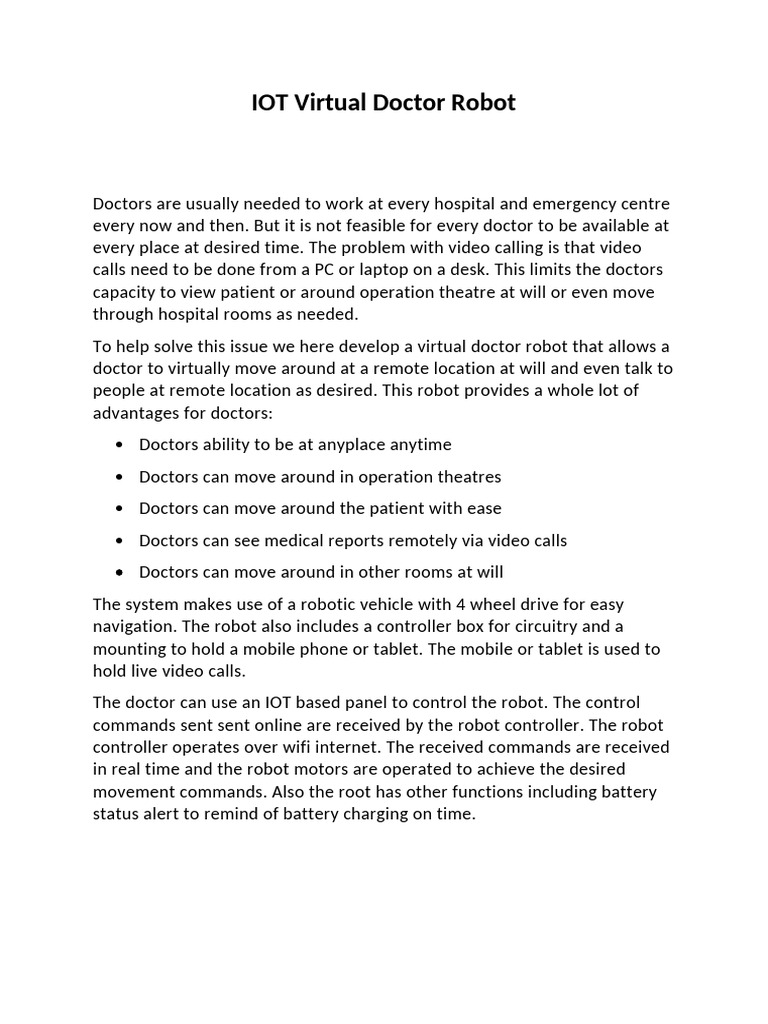 IOT Virtual Doctor Robot | PDF
