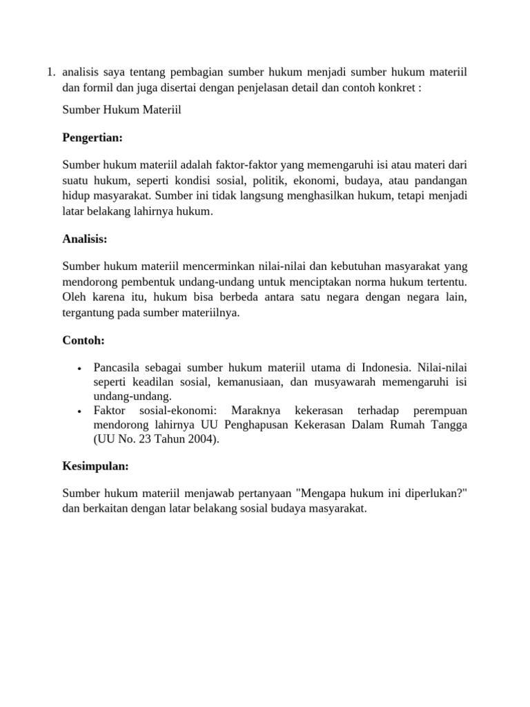 Analisis Saya Tentang Pembagian Sumber Hukum Menjadi Sumber Hukum ...