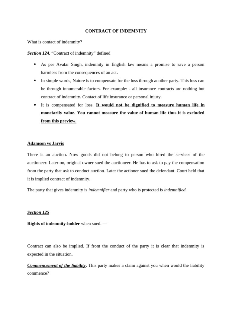 Contracts - Pre-Mid Sems RK Notes | PDF | Guarantee | Indemnity