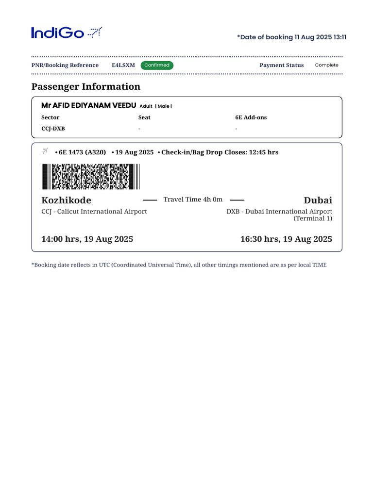 Flight Booking Confirmation Details | PDF