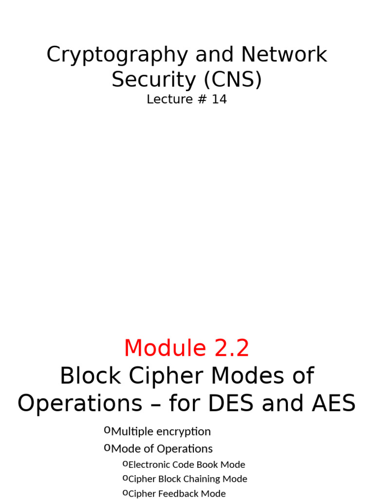CNS 2025 26 Third Year BTech CE Sem V Div A B AVN Lec 14 Block Cipher ...