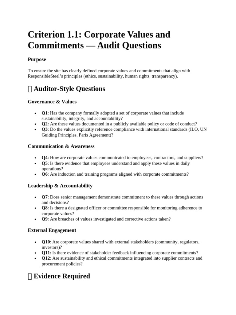 Criterion 1.1 | PDF | Audit | Governance
