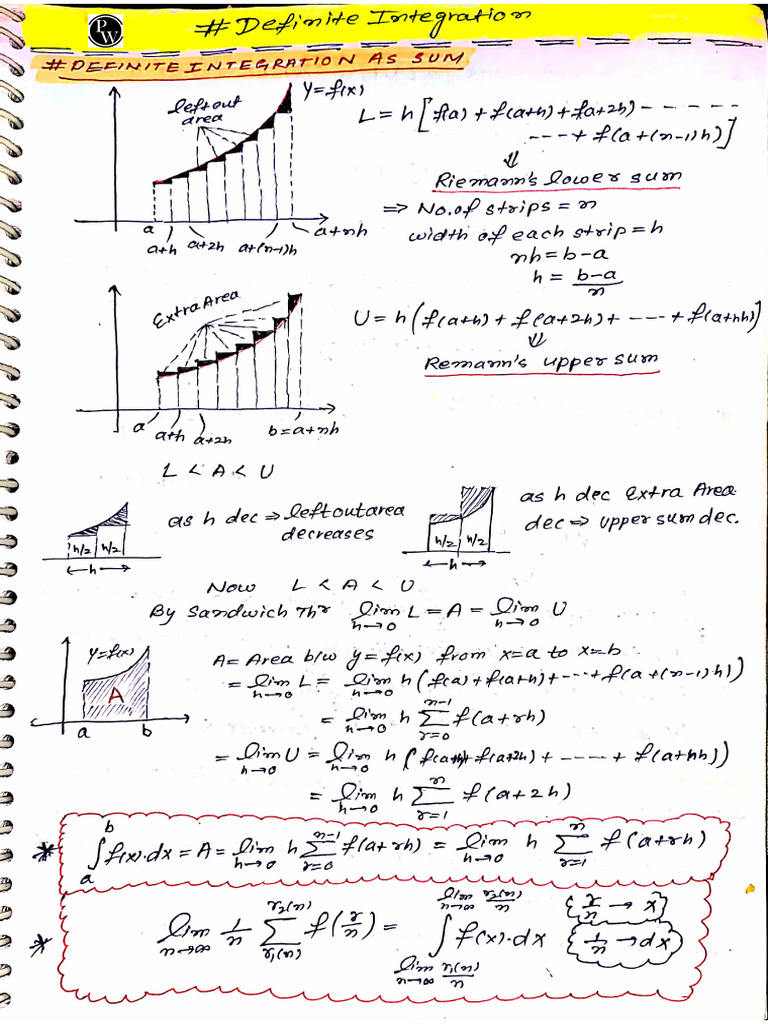 Definite Integration Handwritten Notes Pdf