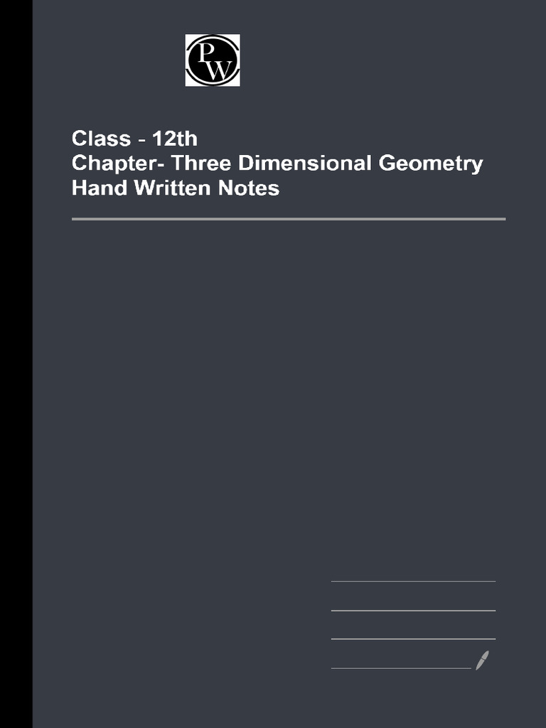 Three Dimensional Geometry Handwritten Notes | PDF