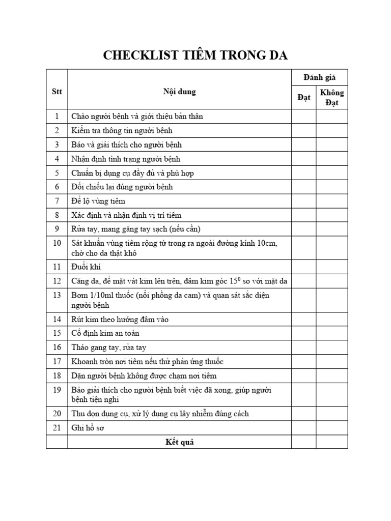 Checklist Tim Trong Da | PDF