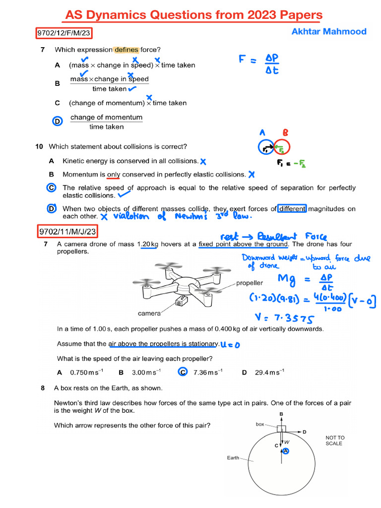 As Dynamics 2023 Solutions | PDF | Force | Collision