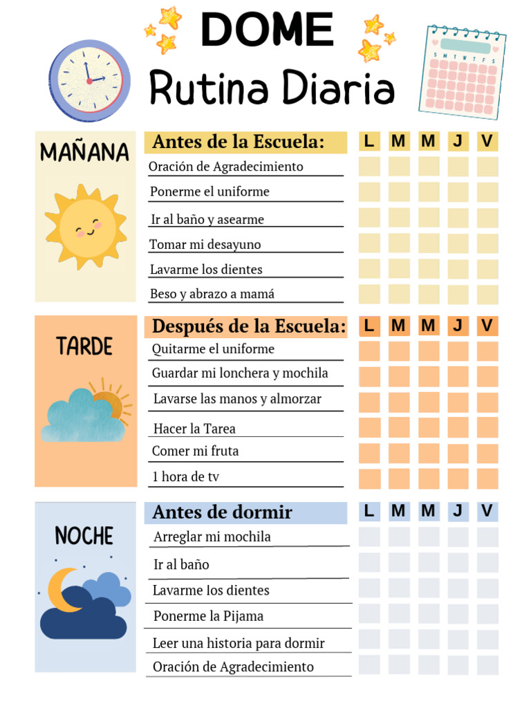Rutina Diaria Escolar y Nocturna | PDF