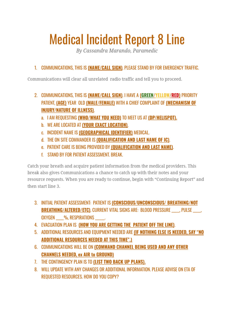 Medical Incident Report Template | PDF