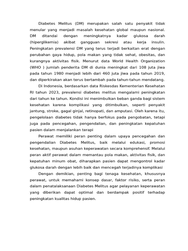 Peran Perawat dalam Pengelolaan Diabetes | PDF