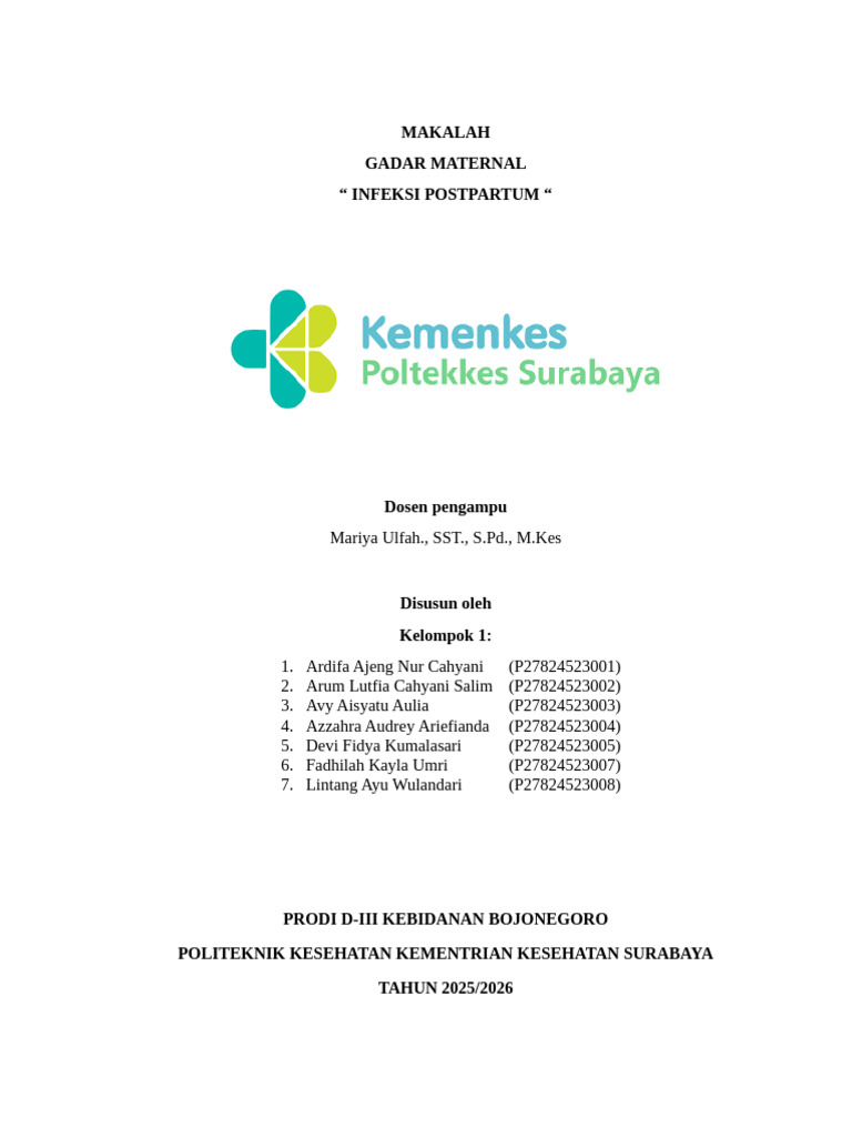 Makalah Gadar Infeksi Postpartum Kel 1 | PDF