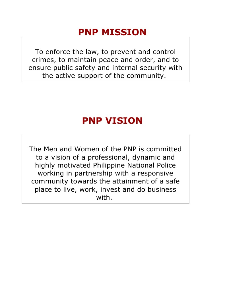 PNP Mission and Vision Overview | PDF