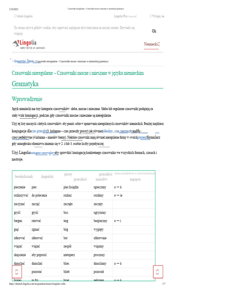 Czasowniki Nieregularne - Czasowniki Mocne I Mieszane W Gramatyce ...
