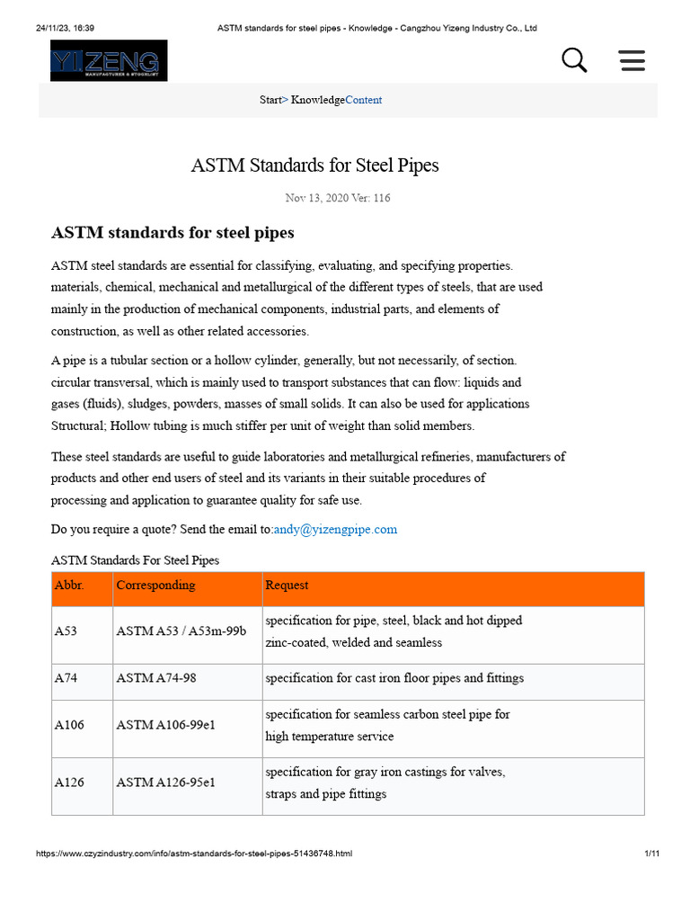 ASTM Standards for Steel Pipes Guide | PDF | Pipe (Fluid Conveyance ...