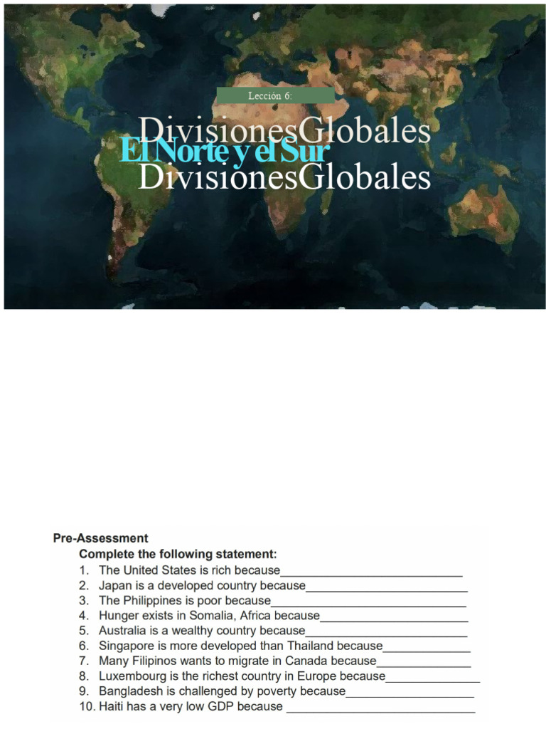 Lección 6 Divisiones Globales Entre El Norte y El Sur | PDF | Tercer ...