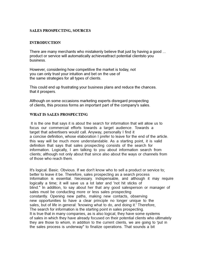 Sales Prospecting | PDF | Sales