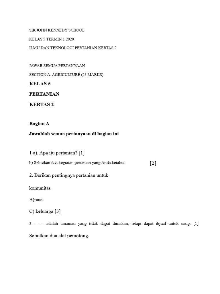 Pertanian dan Teknologi Kelas 5 2020 | PDF