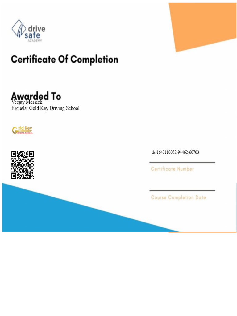 Certificado Curso de Drive Safe Teórico en Línea Examen Final 1.0 | PDF