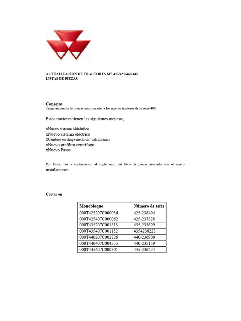 Catálogo Nuevo MF 440 | PDF