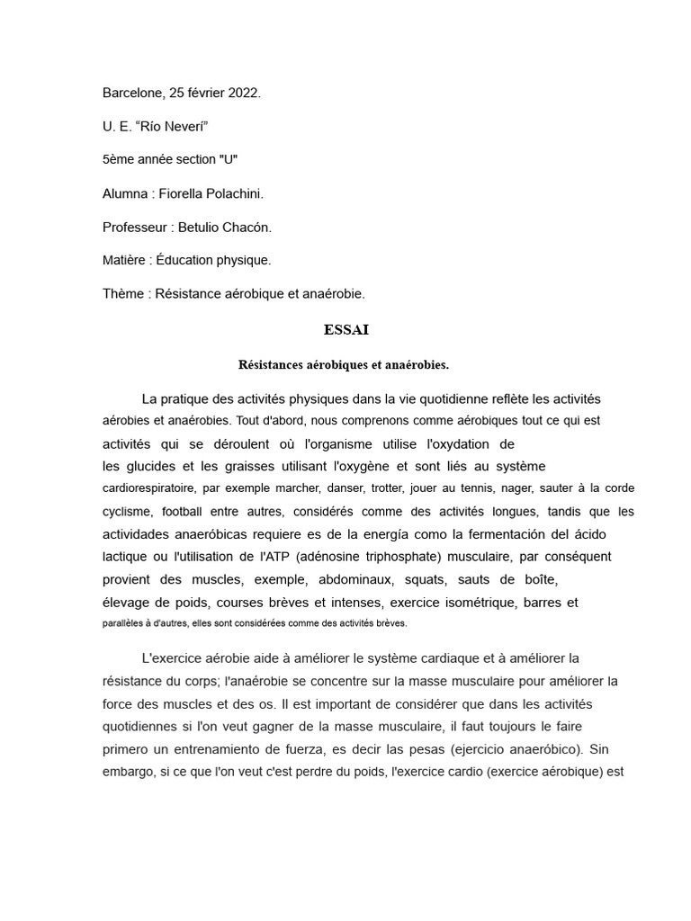 Résistance aérobie et anaérobie expliquée | PDF