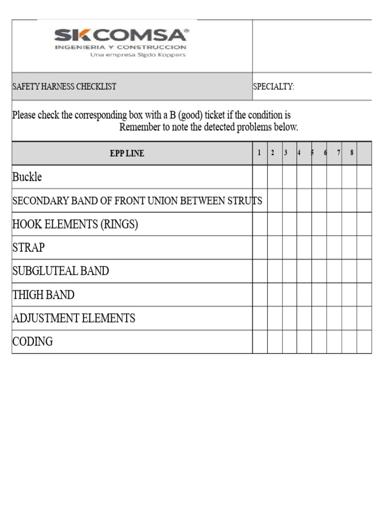 safety harness checklist | PDF
