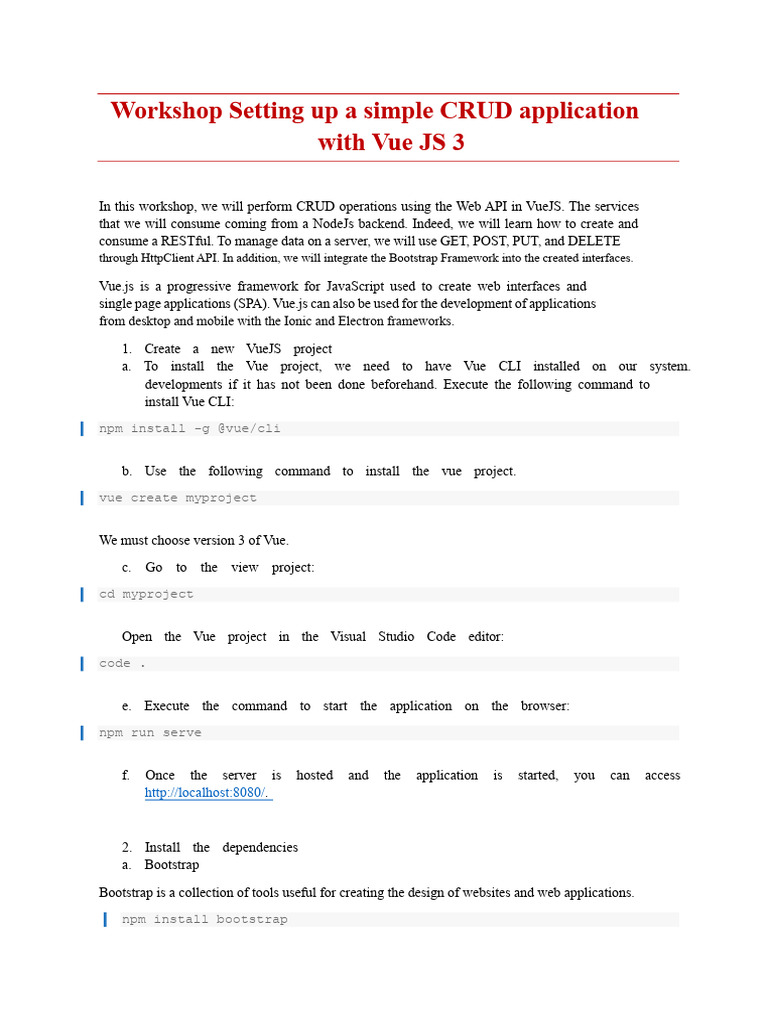Corrected Workshop Setting Up Simple CRUD Application With VueJS | PDF ...