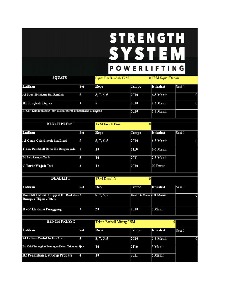 Kalkulator Beban Program Powerlifting Sistem Kekuatan | PDF
