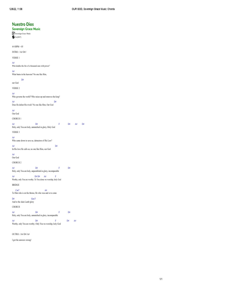 OUR GOD, Sovereign Grace Music - Chords | PDF