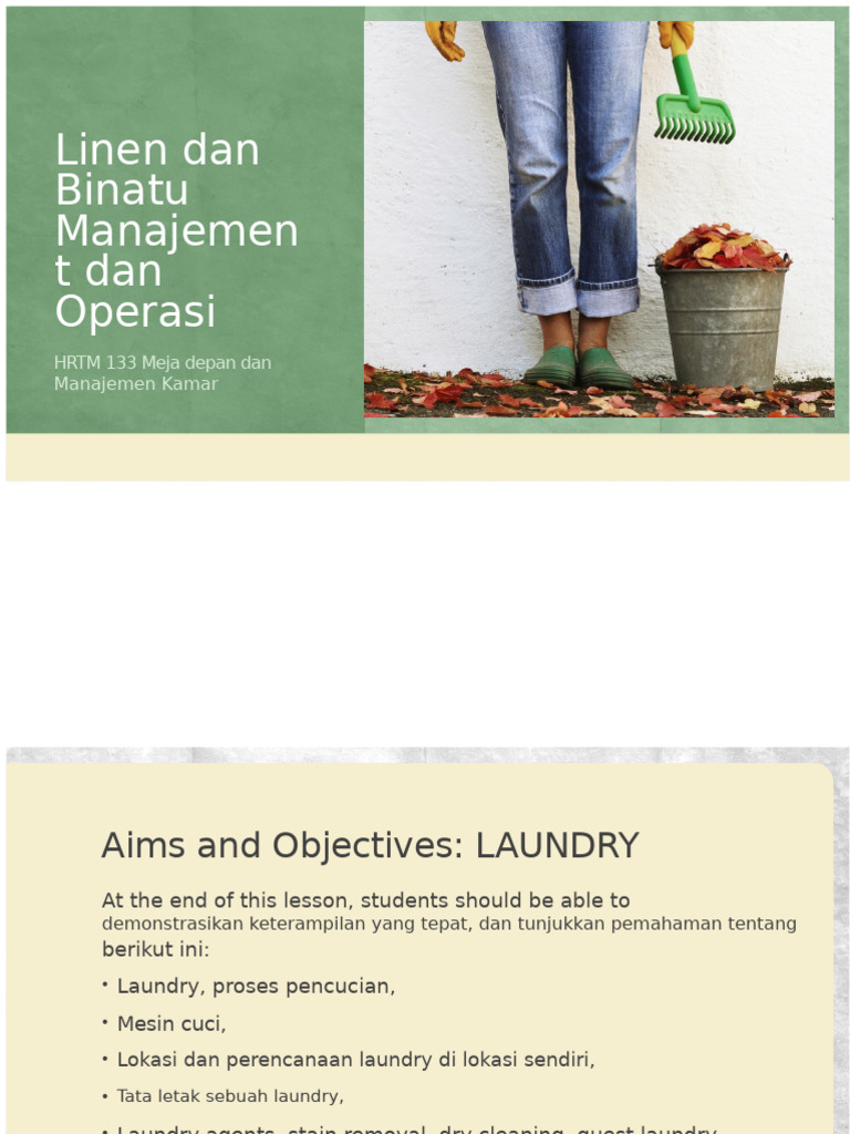 Manajemen Linen dan Binatu Hotel | PDF