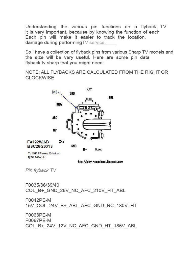 Flyback TV Pin Functions Guide | PDF